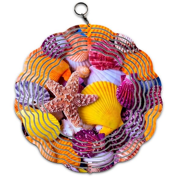 Design | Starfish And Sea Shells Colorful Wind Spinner With Swivel Hook ...